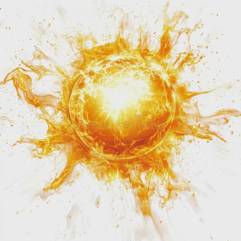 Bright Energy Yellow Explosion of Fire Captured with Vibrant Lighting ...