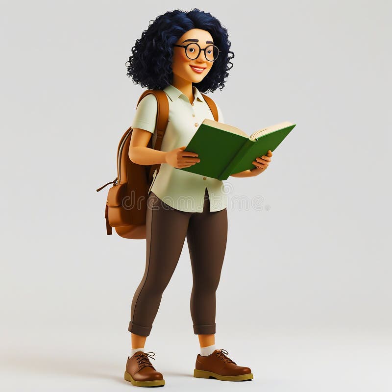 Eager Student with a Book stock illustration. Illustration of head ...