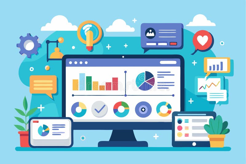 A Bright, Engaging Social Dashboard Showcases Various Graphs, Charts ...