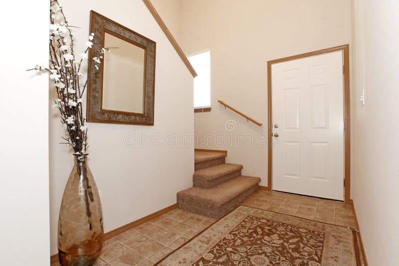 Entrance Hallway with Staircase Stock Photo - Image of bright, house ...