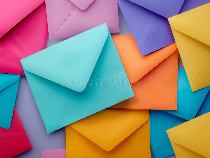 Bright Envelopes on a Poster with Ample Room for Text Stock ...