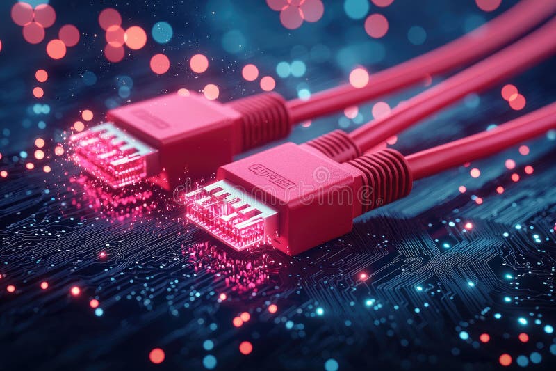 Bright Ethernet Cables on Circuit Board Background Stock Image - Image ...