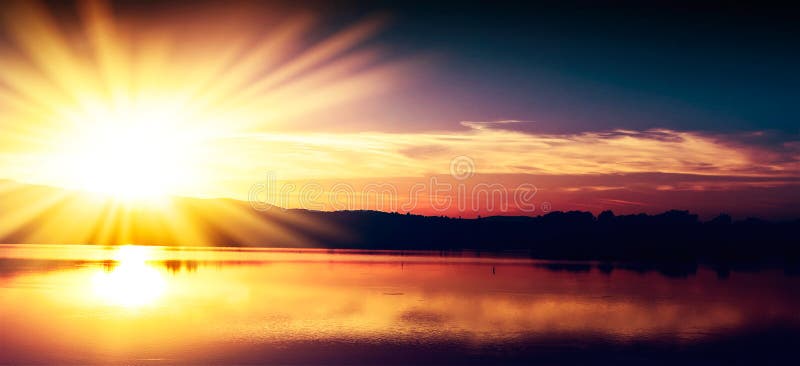 Bright evening sunset stock photo. Image of nature, star - 99610974