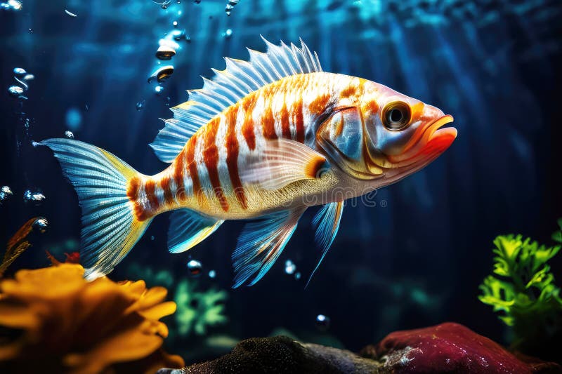 Bright Exotic Fantasy Fish Underwater Stock Image - Image of fish ...