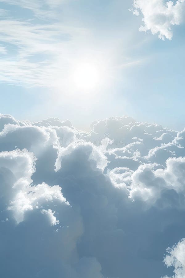 Bright and Expansive Sky with Soft Clouds Glowing Under Gentle Sunlight ...