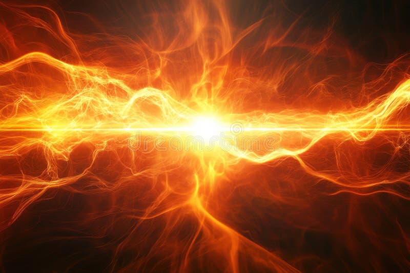Bright Explosion of Fiery Energy with Swirling Patterns in Dark ...