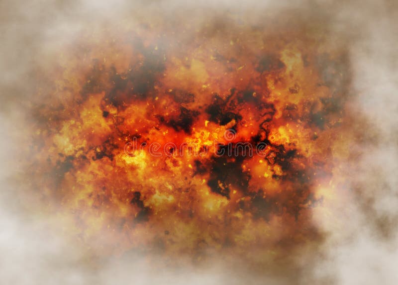 Bright Explosion Fire Burst with Smoke Stock Photo - Image of smog ...