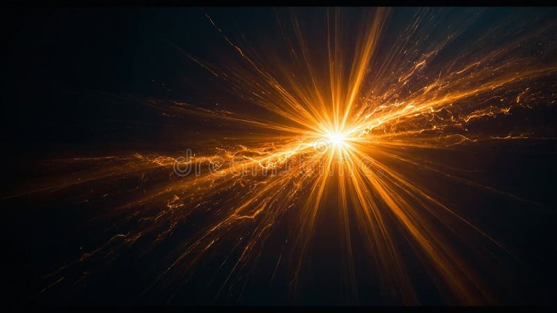 Bright Explosion of Light with Rays and Particles in a Dark Background ...