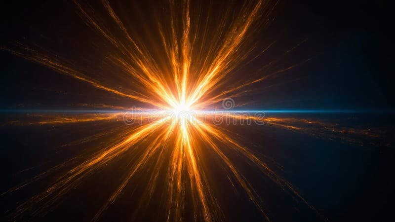 Bright Explosion of Light with Rays and Particles in a Dark Background ...