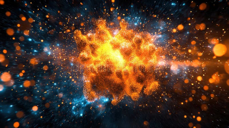Bright Explosion of Particle Lights in Cosmic Background Scene Stock ...