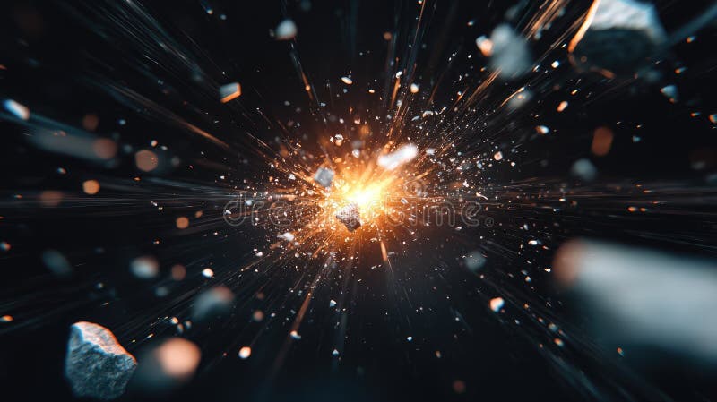 Bright Explosion with Shattered Rocks and Jagged Lines Stock Image ...