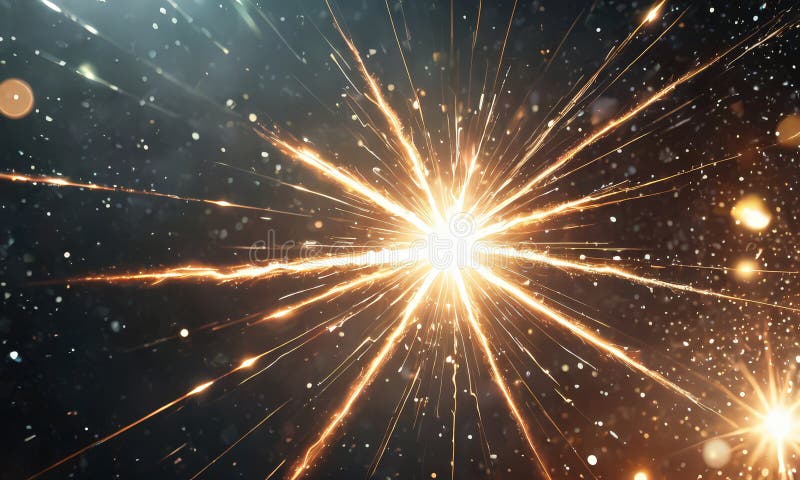 Bright Explosion Sparks in the Dark Sky Stock Image - Image of blast ...