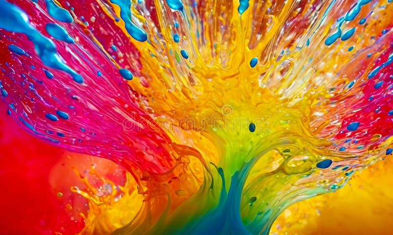 Bright Explosion or Splash of Colorful Multi-colored Liquid or Paint ...
