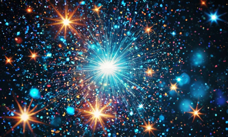 Bright Explosion Stars on Black Background Stock Illustration ...