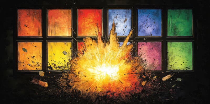 Bright Explosion Visuals in an Energetic Comic Panel Design Emphasizing ...