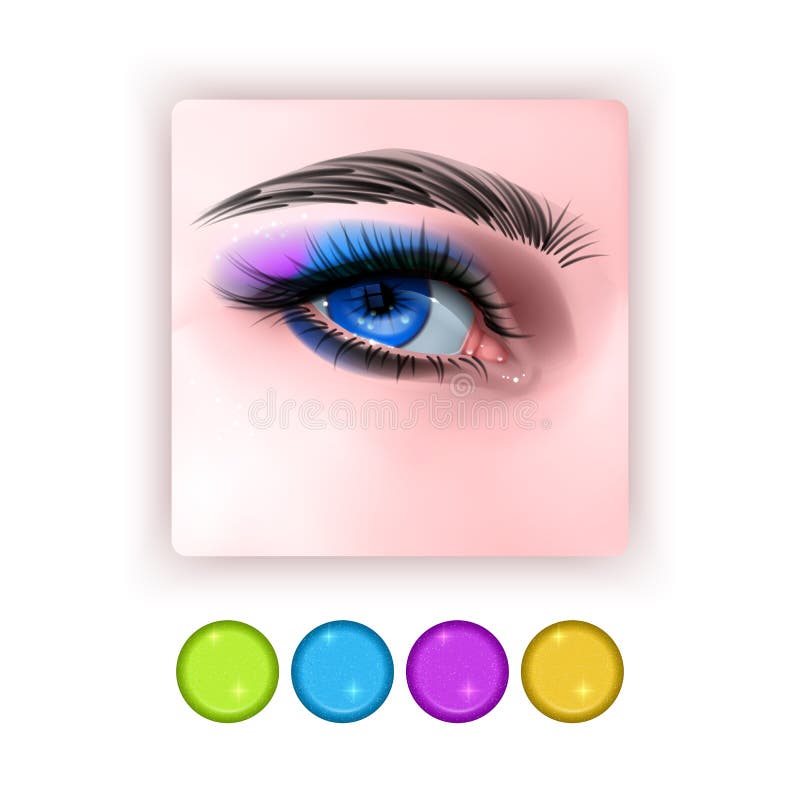 Bright Eye Shadow Icon in Realistic Style, Realistic Eyes with Bright ...