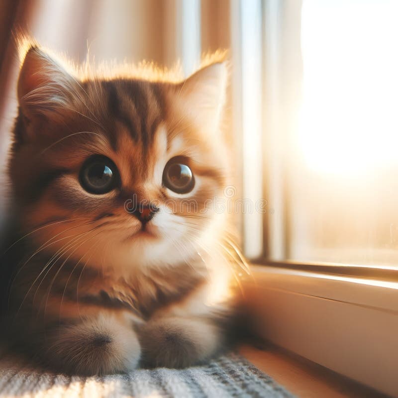 A Bright-eyed Cat Basks in Sunlight. Generative AI Stock Photo - Image ...