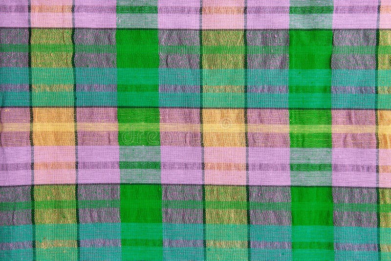 Bright Fabric in a Multi-colored Cage. Checkered Cotton Fabric As ...