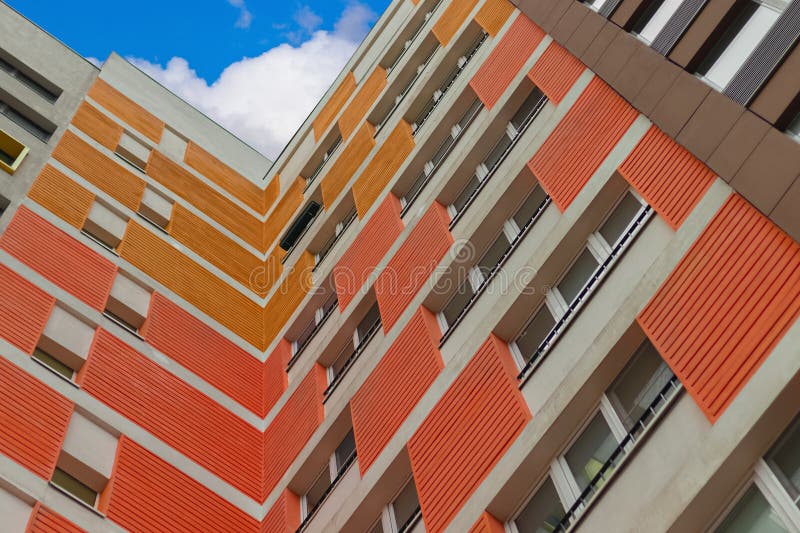 Bright Facade of a Modern Apartment Building, Apartment Complex, Moscow ...