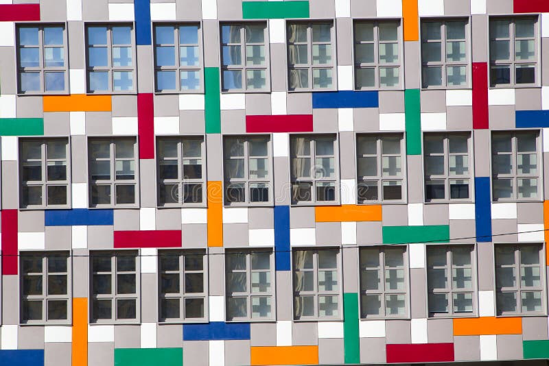 Bright Facade of a Modern Building with Windows. Stock Photo - Image of ...