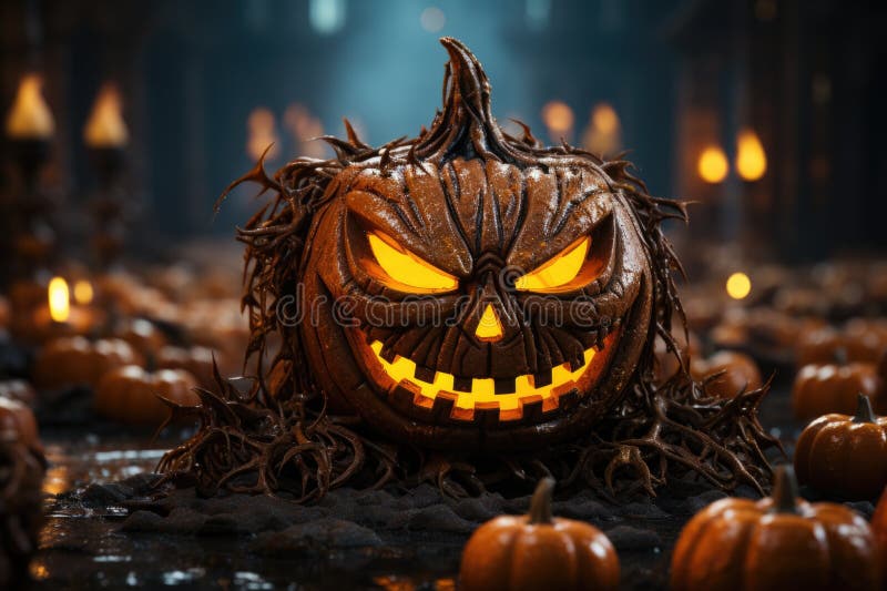 Bright Faces of Frightening Halloween P Stock Illustration ...