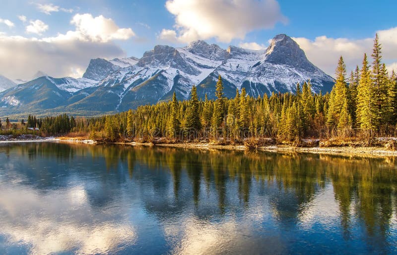 Bright Fall Day in the Canmore Mountains Stock Photo - Image of ...