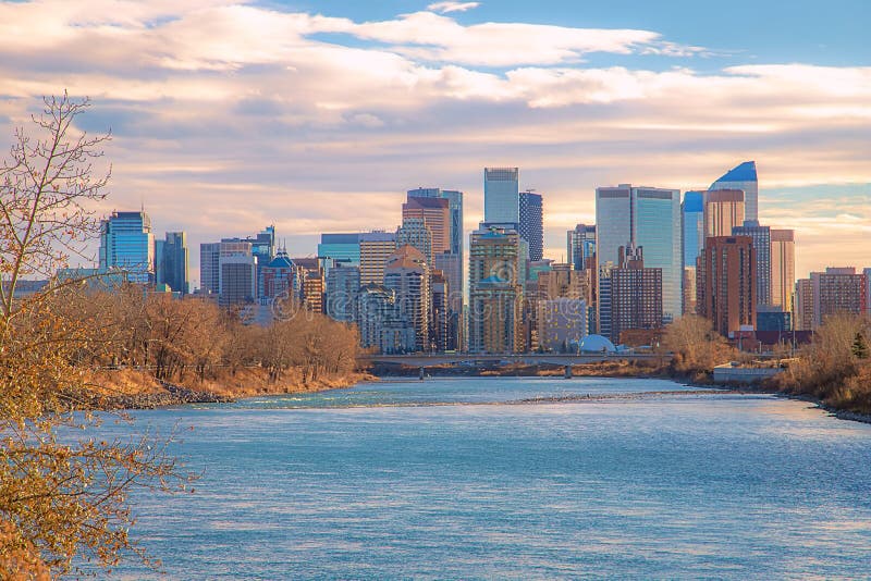 Bright Fall View of the Downtown Calgary Skyline Stock Photo - Image of ...