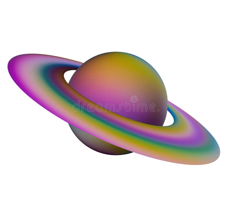 Bright Fantasy Planet with Rings Isolated on White Background. 3d ...