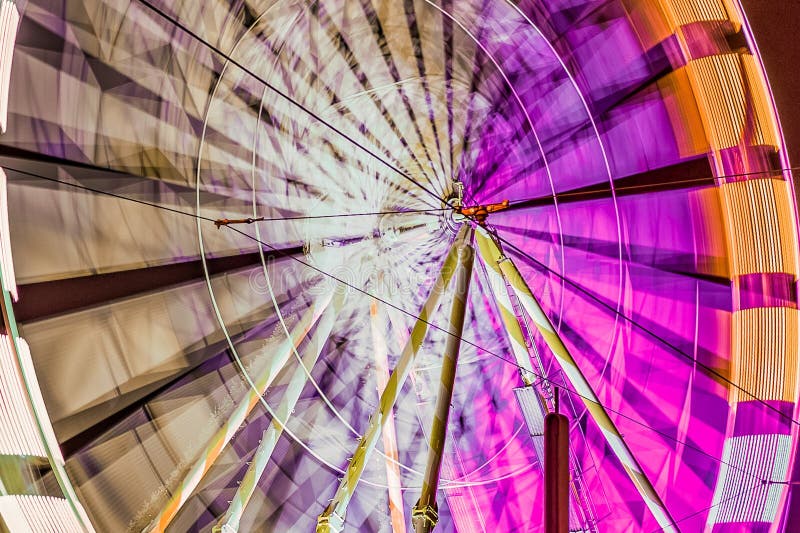 Bright Ferris Wheel in Motion. Abstract. Fragment Stock Photo - Image ...