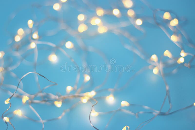 Bright Festival Light on a Blue Background Close-up Stock Image - Image ...