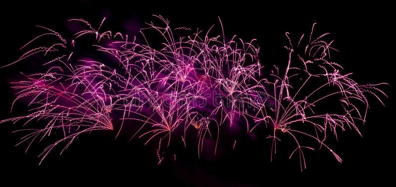 Bright Festive Fireworks Against the Night Sky. Firework Fiery Flowers ...