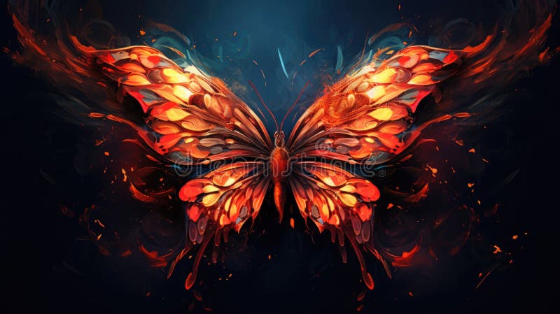 Bright Fiery Butterfly, Abstract Illustration Stock Illustration ...