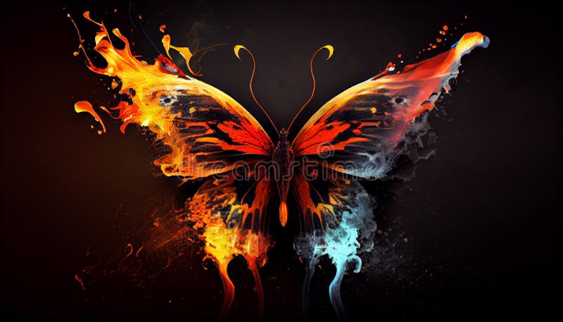 Bright Fiery Butterfly. Generate Ai. Stock Illustration - Illustration ...
