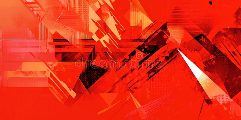 A Bright, Fiery Red Background with Bold, Sharp-edged Geometric Shapes ...