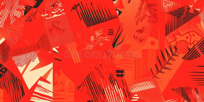 A Bright, Fiery Red Background with Bold, Sharp-edged Geometric Shapes ...