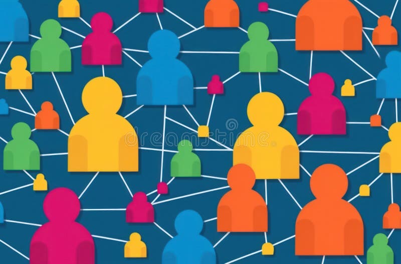 Bright Figures Connected by Lines Depict Social Media Networks and ...