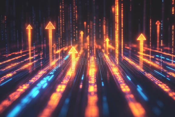 Bright Financial Data Streams Flow Dynamically with Vivid Arrows ...