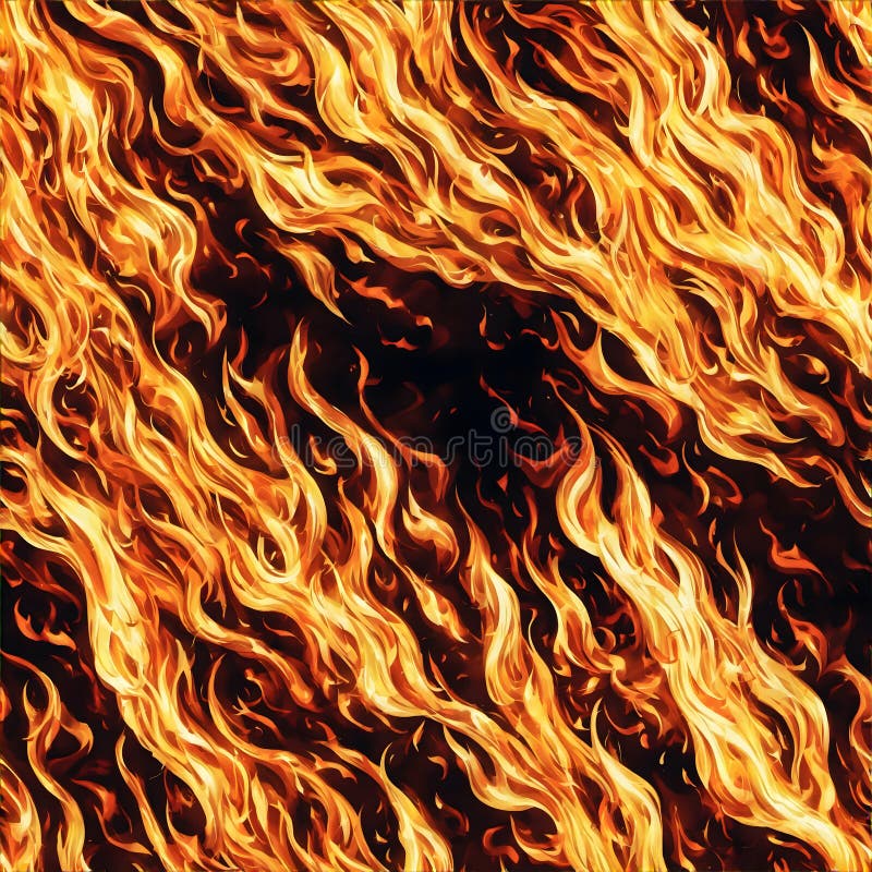 Bright Fire Seamless Pattern on Black Background Stock Illustration ...