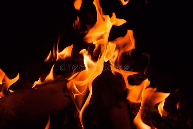 Bright Fire on a Black Background at Night Stock Photo - Image of black ...