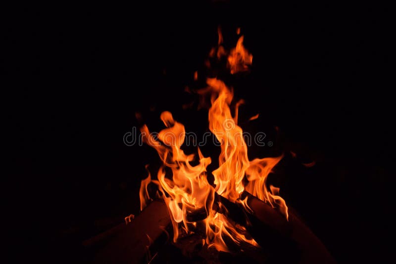 Bright Fire on a Black Background at Night Stock Image - Image of blaze ...