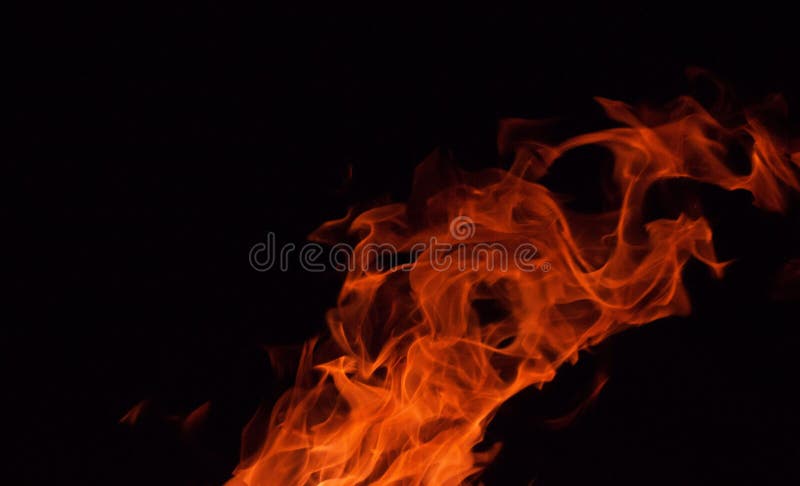 Bright Fire on a Black Background at Night Stock Image - Image of flame ...