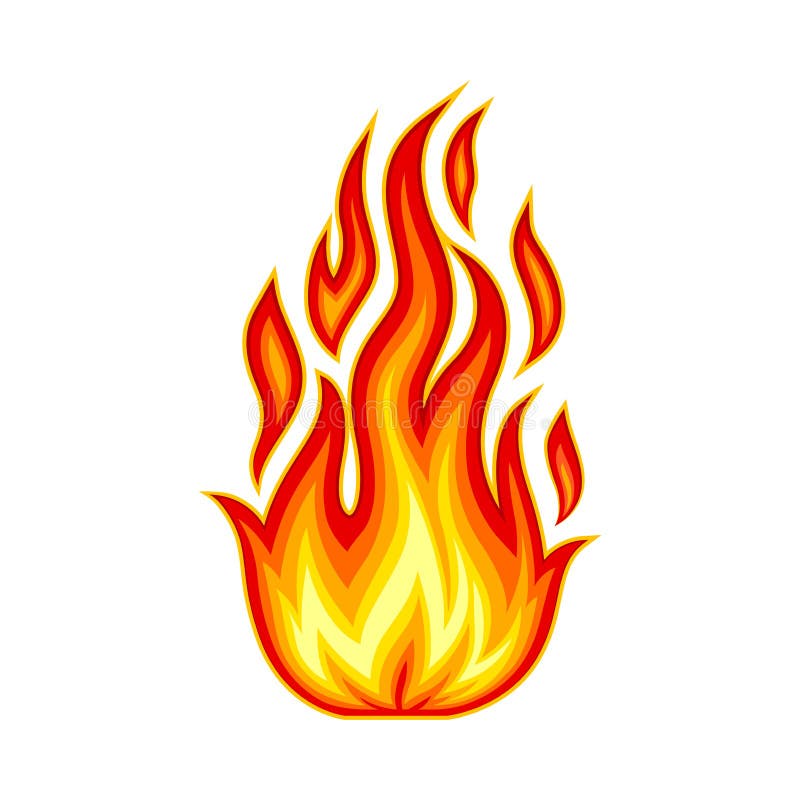 Bright Fire Blaze Isolated on White Background Vector Illustration ...