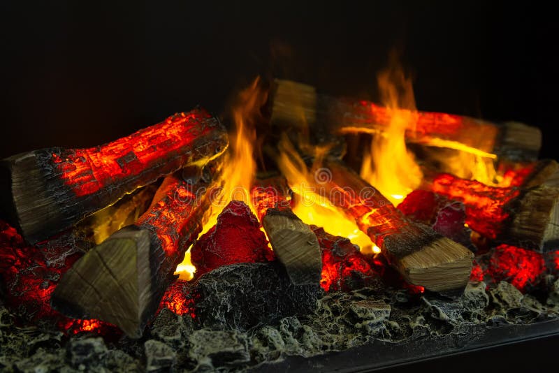 Bright Fire Burns in a Fireplace Stock Image - Image of hell, burn ...