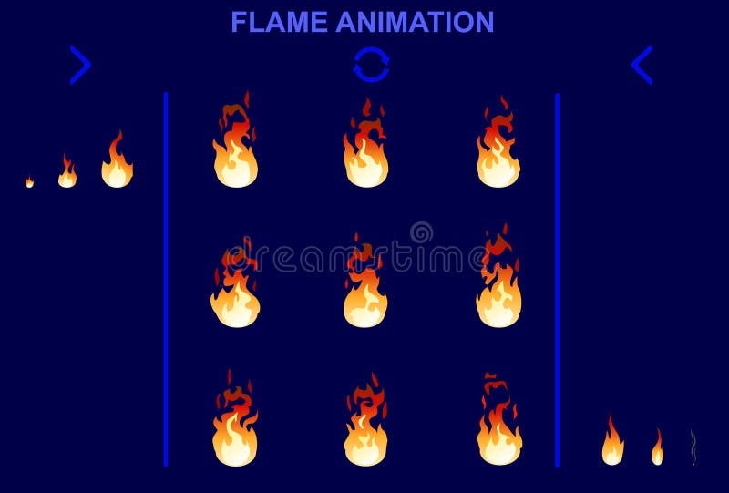 Bright Fire Flame Animation Set Stock Vector - Illustration of game ...