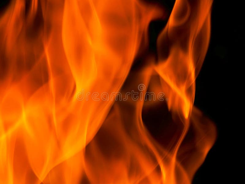 Bright Fire Flame on a Black Background Stock Image - Image of heat ...