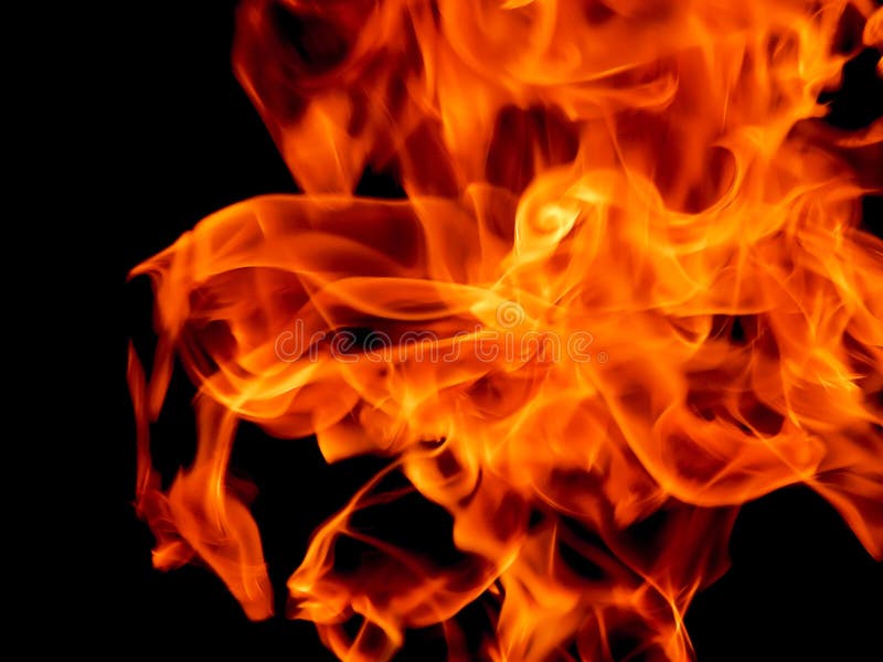 Bright Fire Flame on a Black Background Stock Photo - Image of danger ...