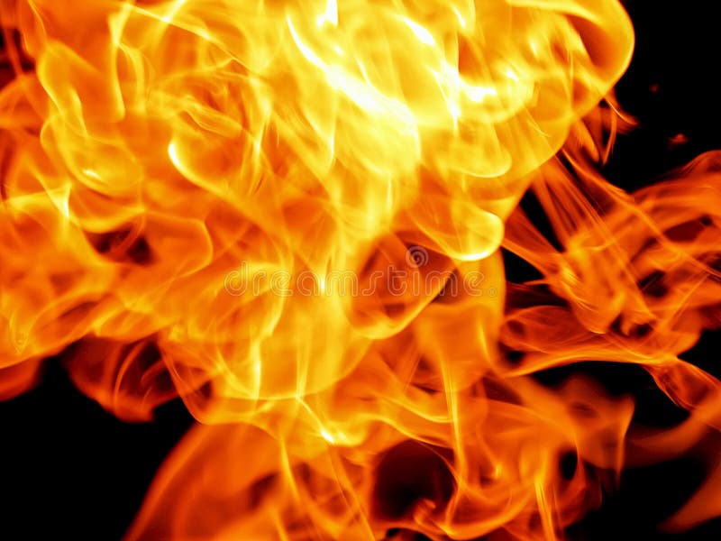 Bright Fire Flame on a Black Background Stock Photo - Image of ...