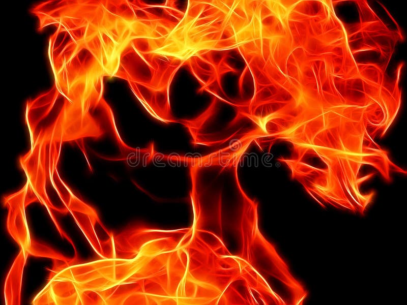 Bright Fire Flame on a Black Background in Neon Color Stock ...