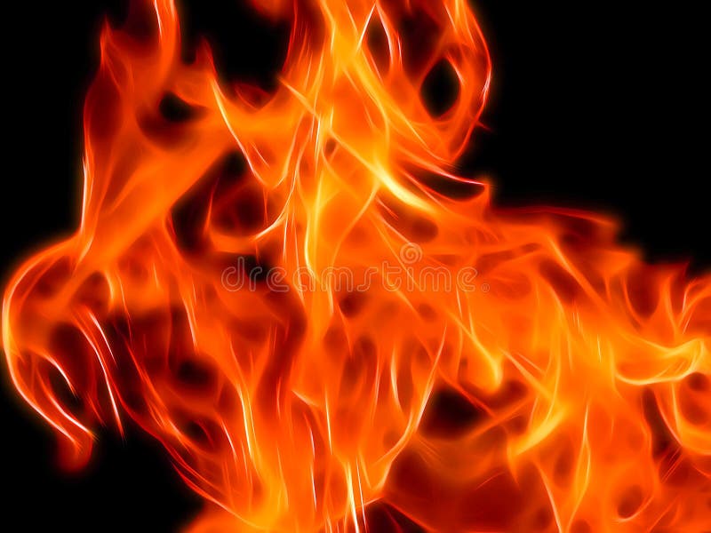 Bright Fire Flame on a Black Background in Neon Color Stock ...