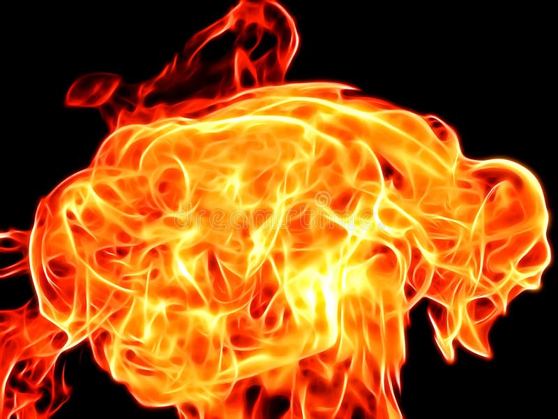 Bright Fire Flame on a Black Background in Neon Color Stock ...